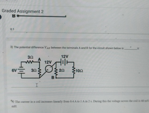 3) The potential difference VAB between the | StudyX