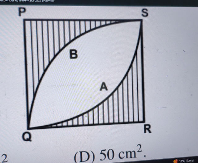 The image contains a square PQRS with a | StudyX