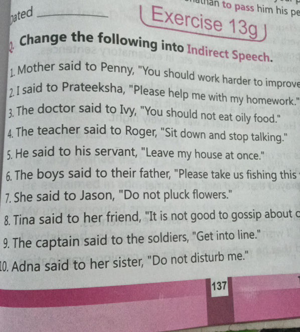 Change the following into Indirect Speech 1 | StudyX