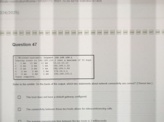 Question 47 Refer to the exhibit On the | StudyX