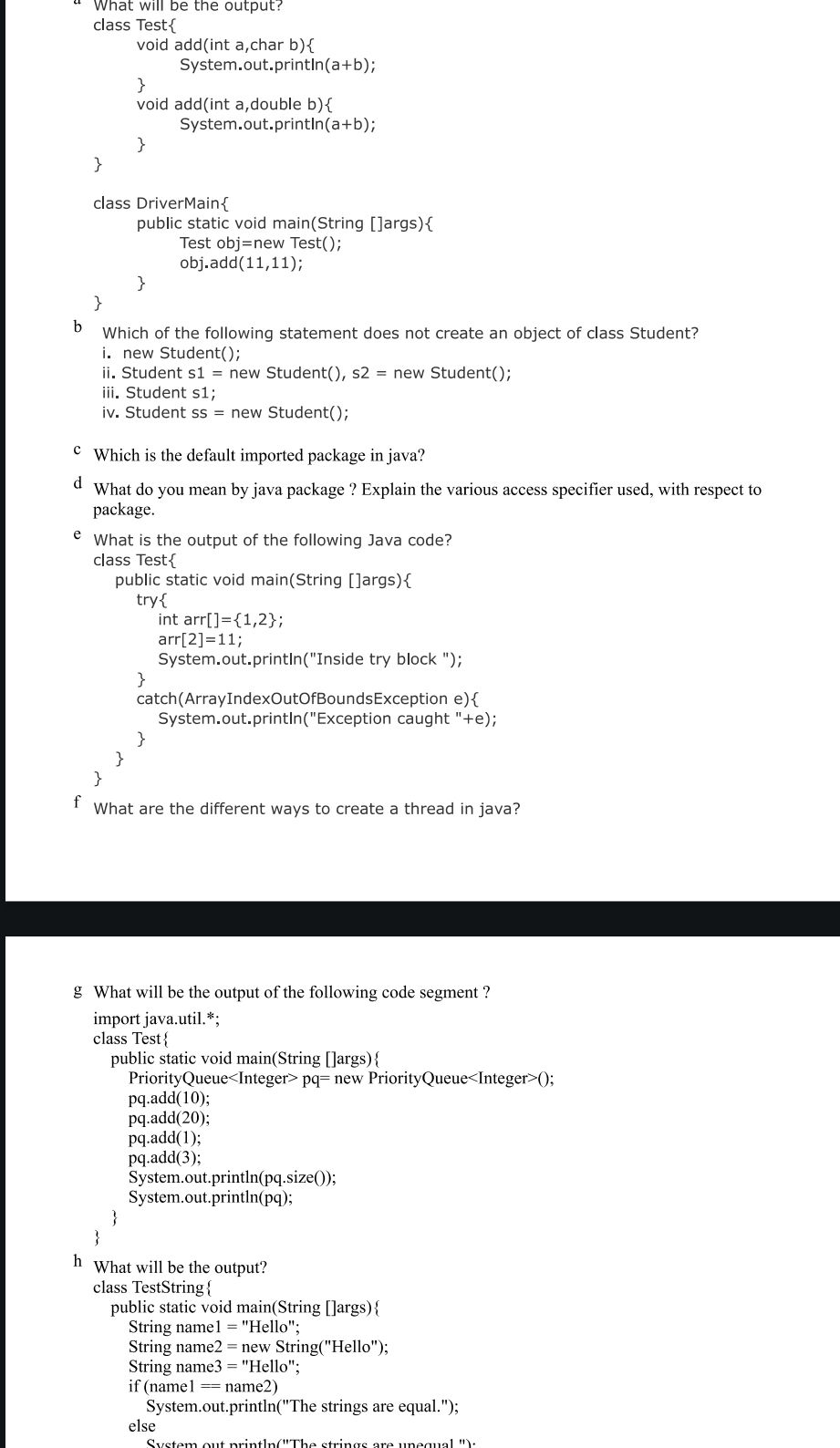 What will be the output class Test void | StudyX