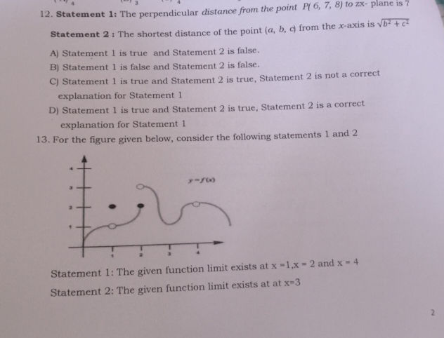 12 Statement 1 The perpendicular distance | StudyX