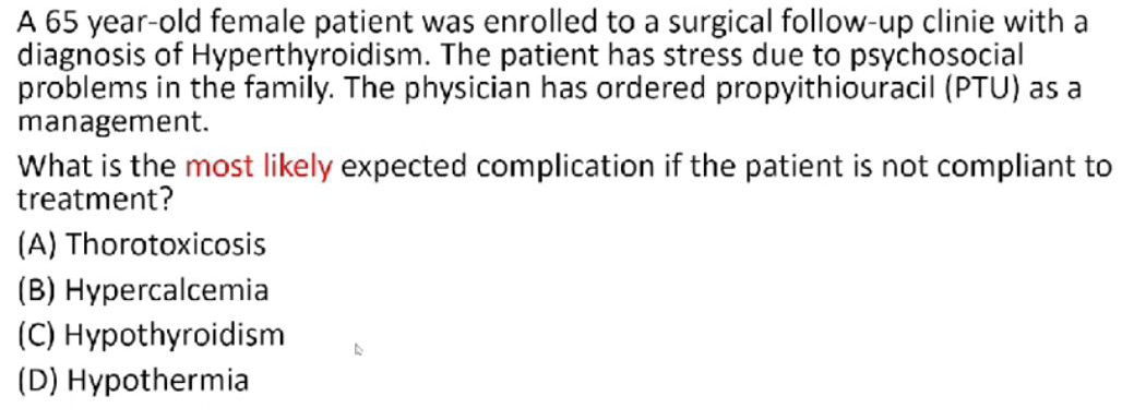A 65 year-old female patient was enrolled to | StudyX