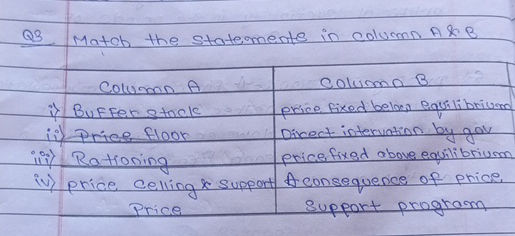 Match the statements in column A B Column A | StudyX