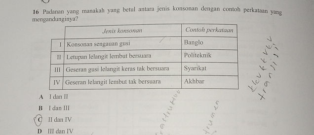 16 Padanan yang manakah yang betul antara | StudyX