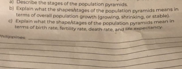 a) Describe the stages of the population