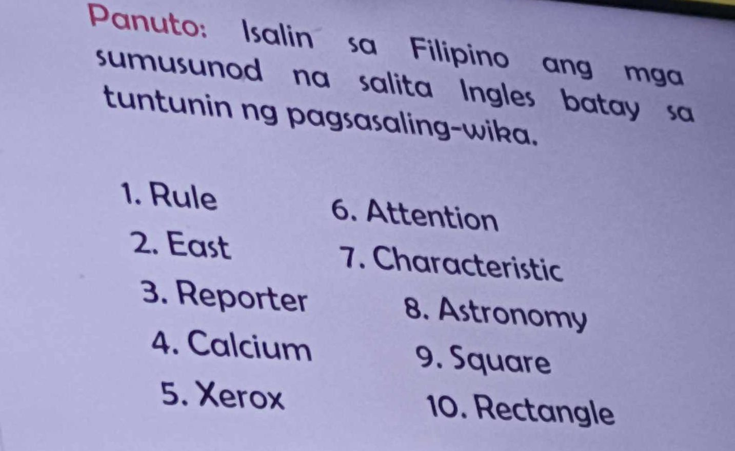 Panuto Isalin sa Filipino ang mga sumusunod | StudyX