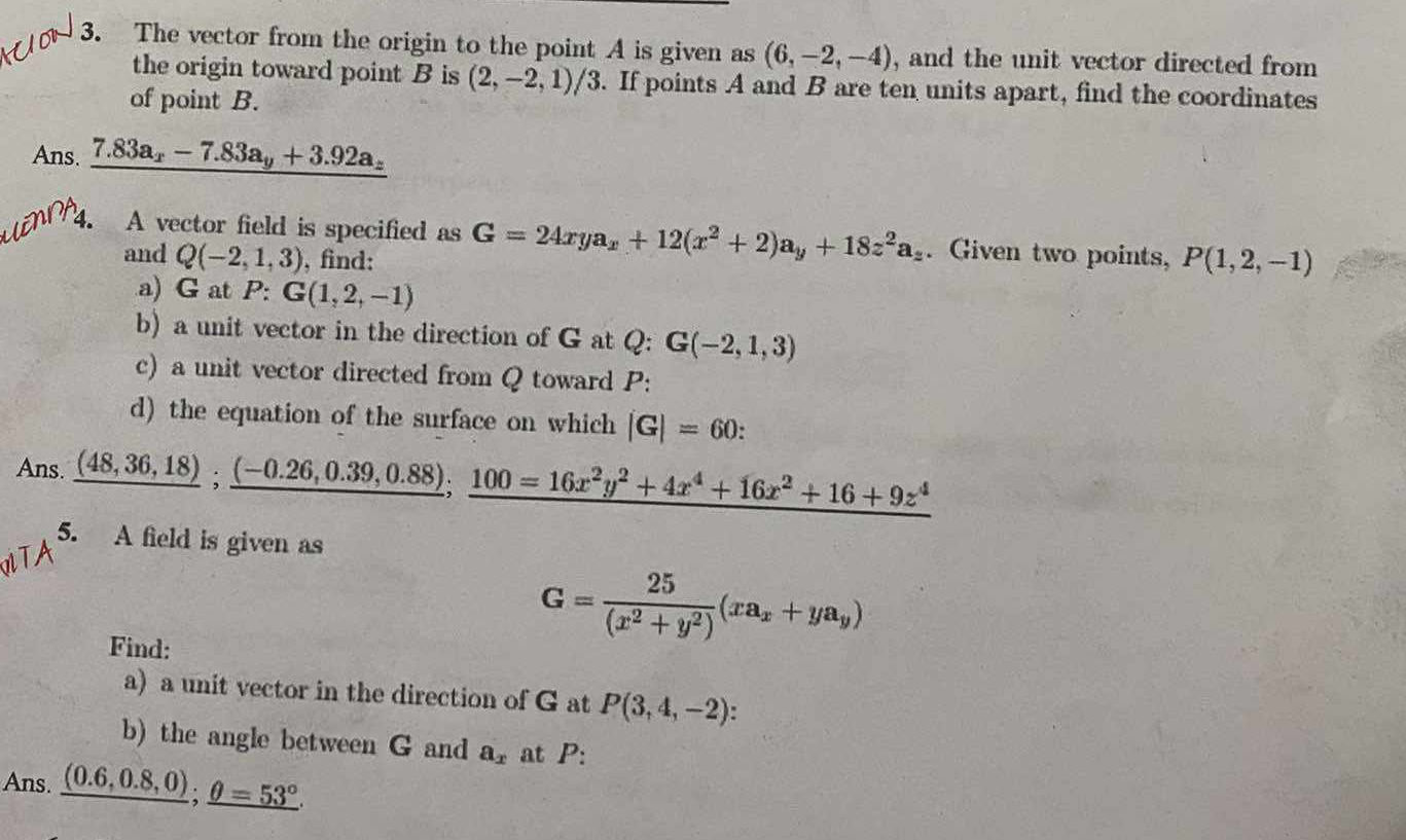 3 The vector from the origin to the point A