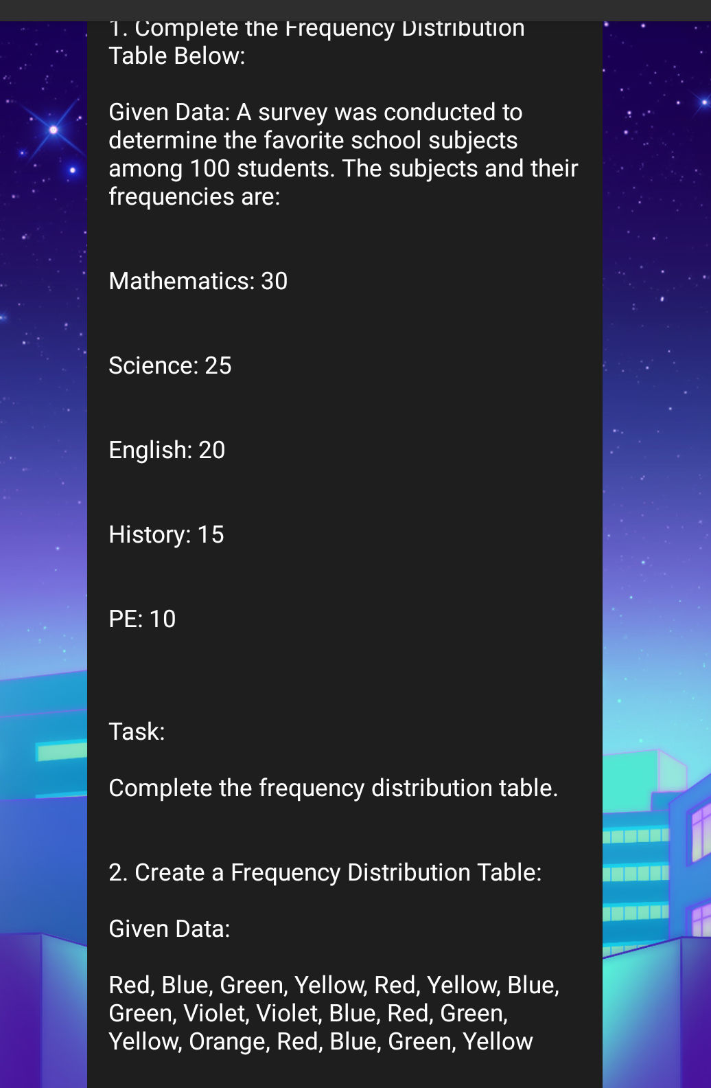 1 Complete the Frequency Distribution Table | StudyX