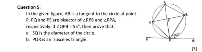 Question 5 i In the given figure AB is a | StudyX