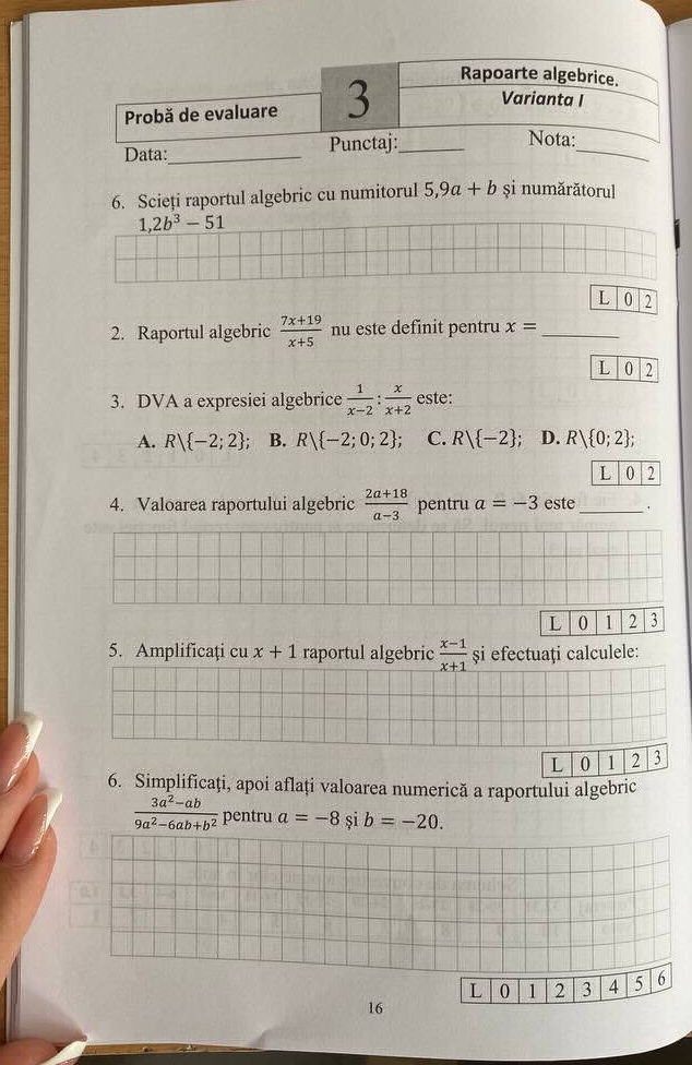 Prob de evaluare 6 Scriei raportul algebric | StudyX