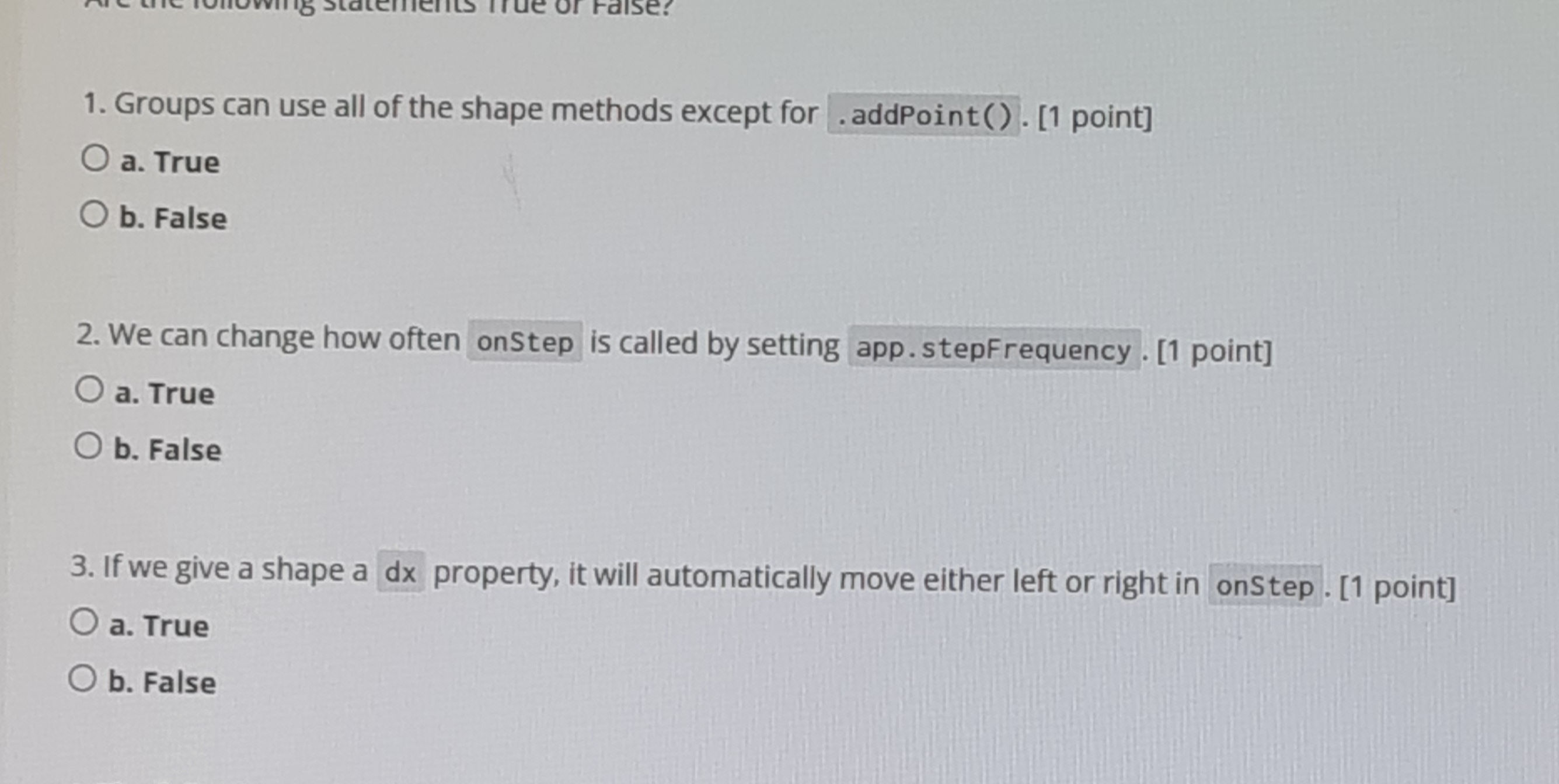 Are the following statements True or False 1 | StudyX