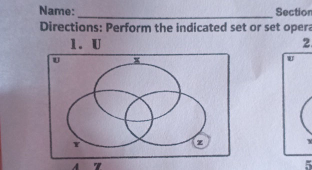 Directions Perform the indicated set or set | StudyX