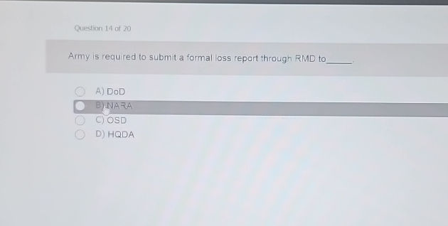 Question 14 of 20 Army is required to submit | StudyX