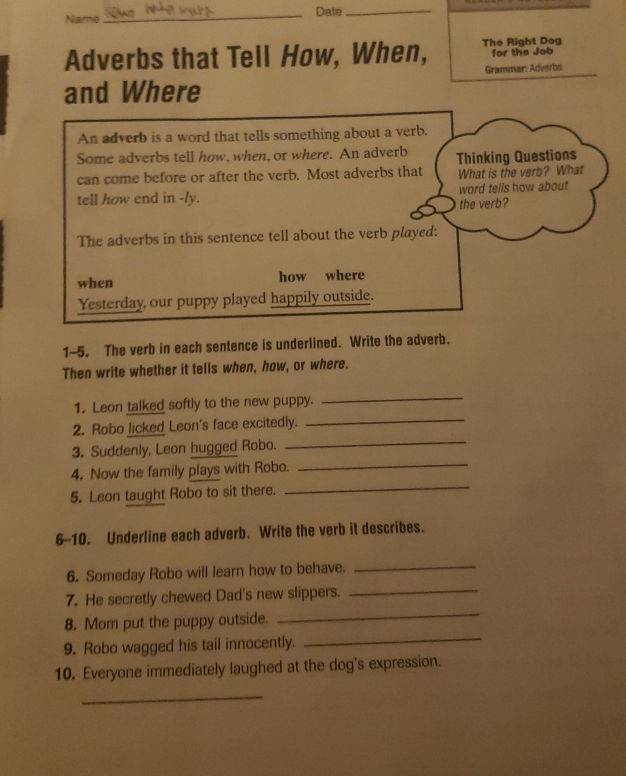 Adverbs that Tell How When and Where An | StudyX