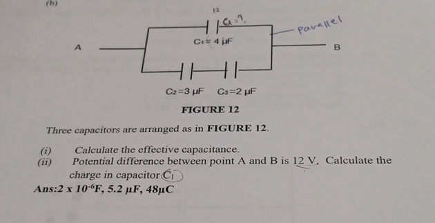 Three capacitors are arranged as in FIGURE | StudyX