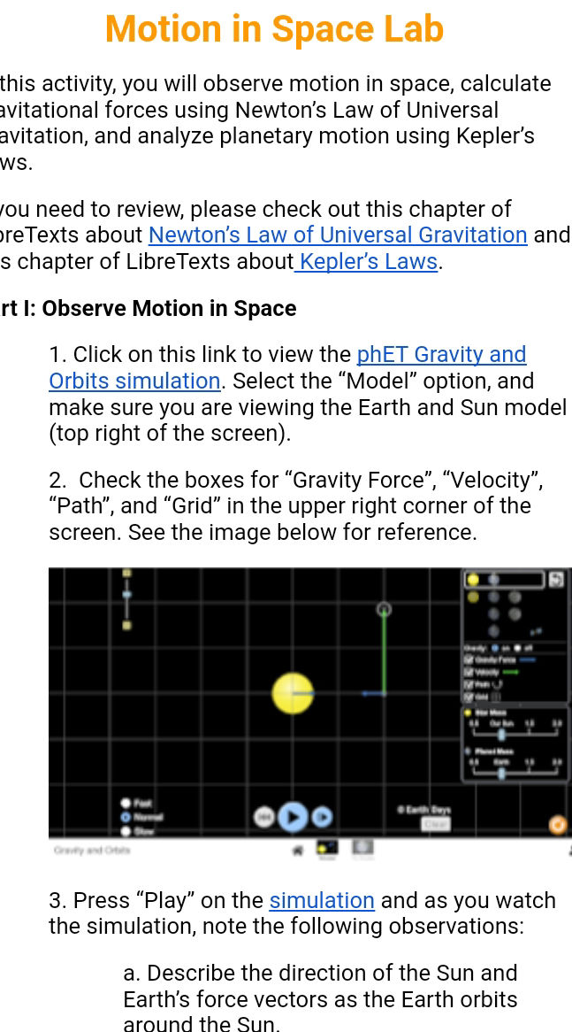 Motion in Space Lab this activity you will | StudyX