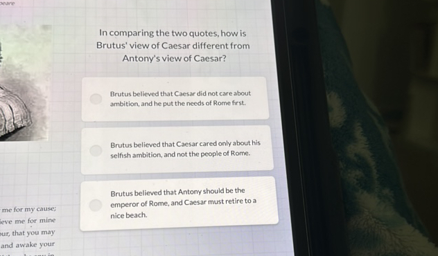 In comparing the two quotes how is Brutus | StudyX