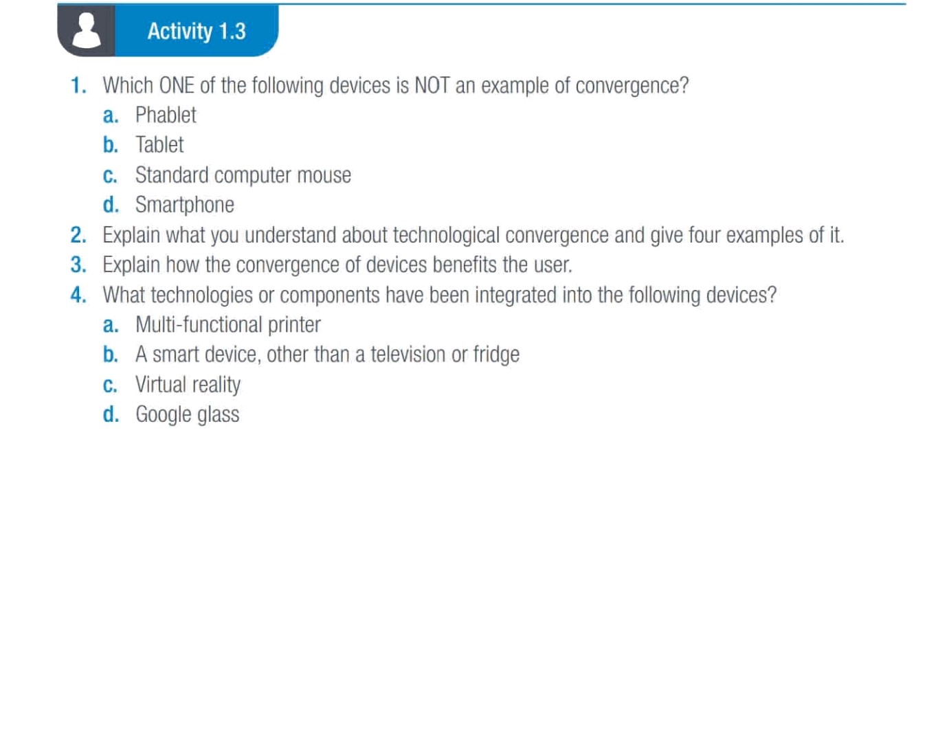 Activity 13 1 Which ONE of the following | StudyX