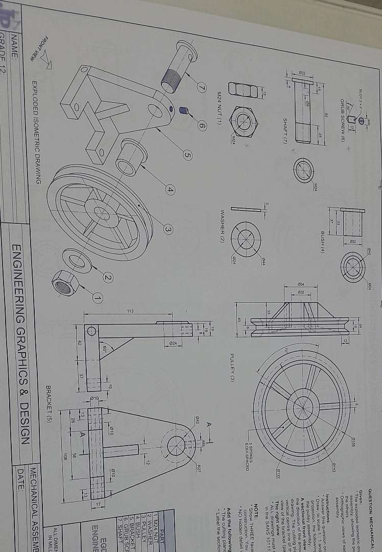 Given The exploded isometric drawing of a | StudyX