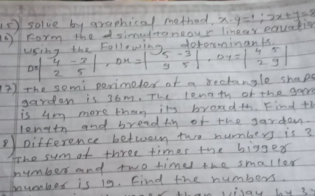 15) solve by graphical method x-y=1 2x+y=8 | StudyX