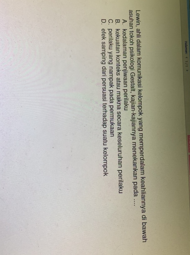 Lewin ahli dalam komunikasi kelompok yang | StudyX