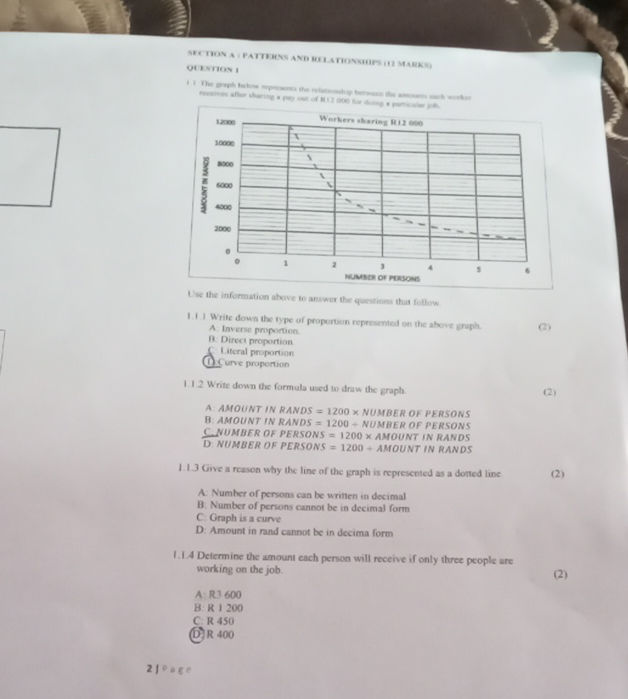 SECTION A PATTERNS AND RELATIONSHIPS (12 | StudyX