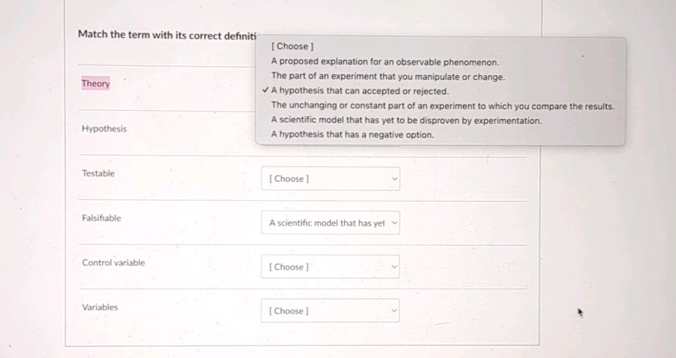 Match the term with its correct definition | StudyX
