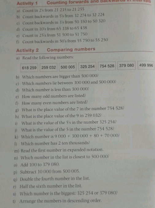 Activity 1 Counting forwards and backwards | StudyX