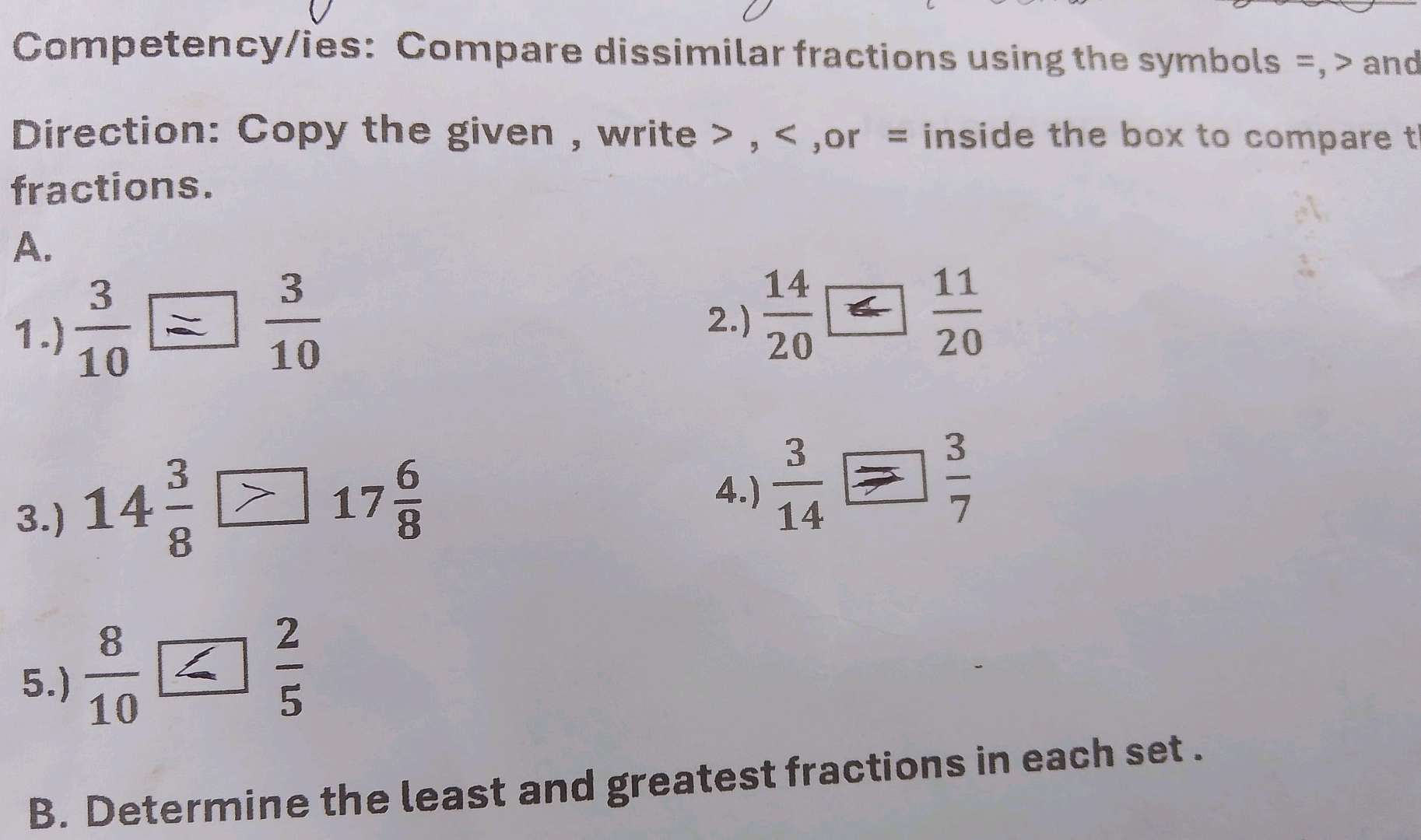 Competency/ies Compare dissimilar fractions | StudyX
