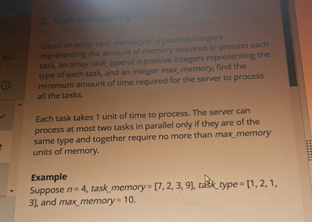2 Task Scheduling Given an array taskmemory | StudyX