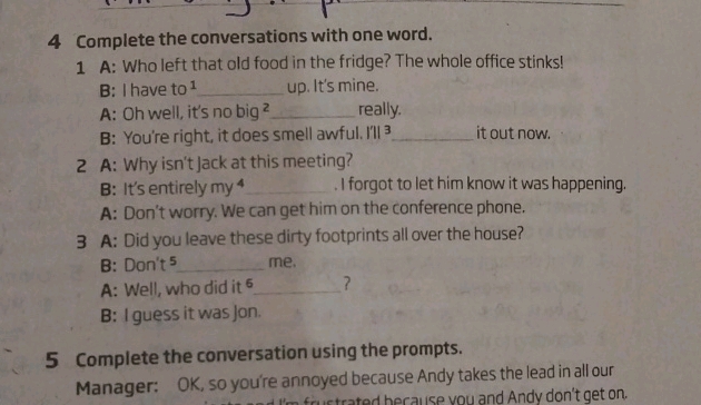 4 Complete the conversations with one word 1 | StudyX