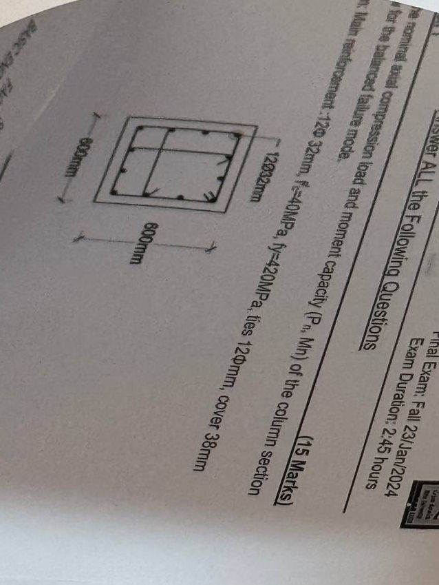 Determine the nominal axial compression load | StudyX