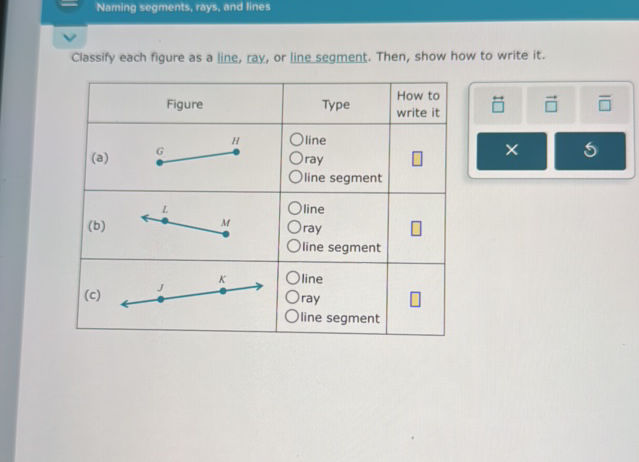 Naming segments rays and lines Classify each | StudyX