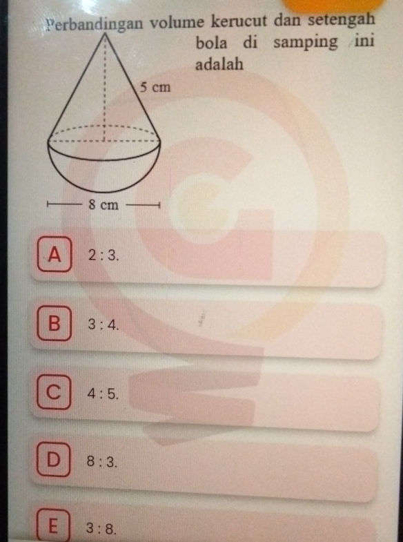 Perbandingan volume kerucut dan setengah | StudyX