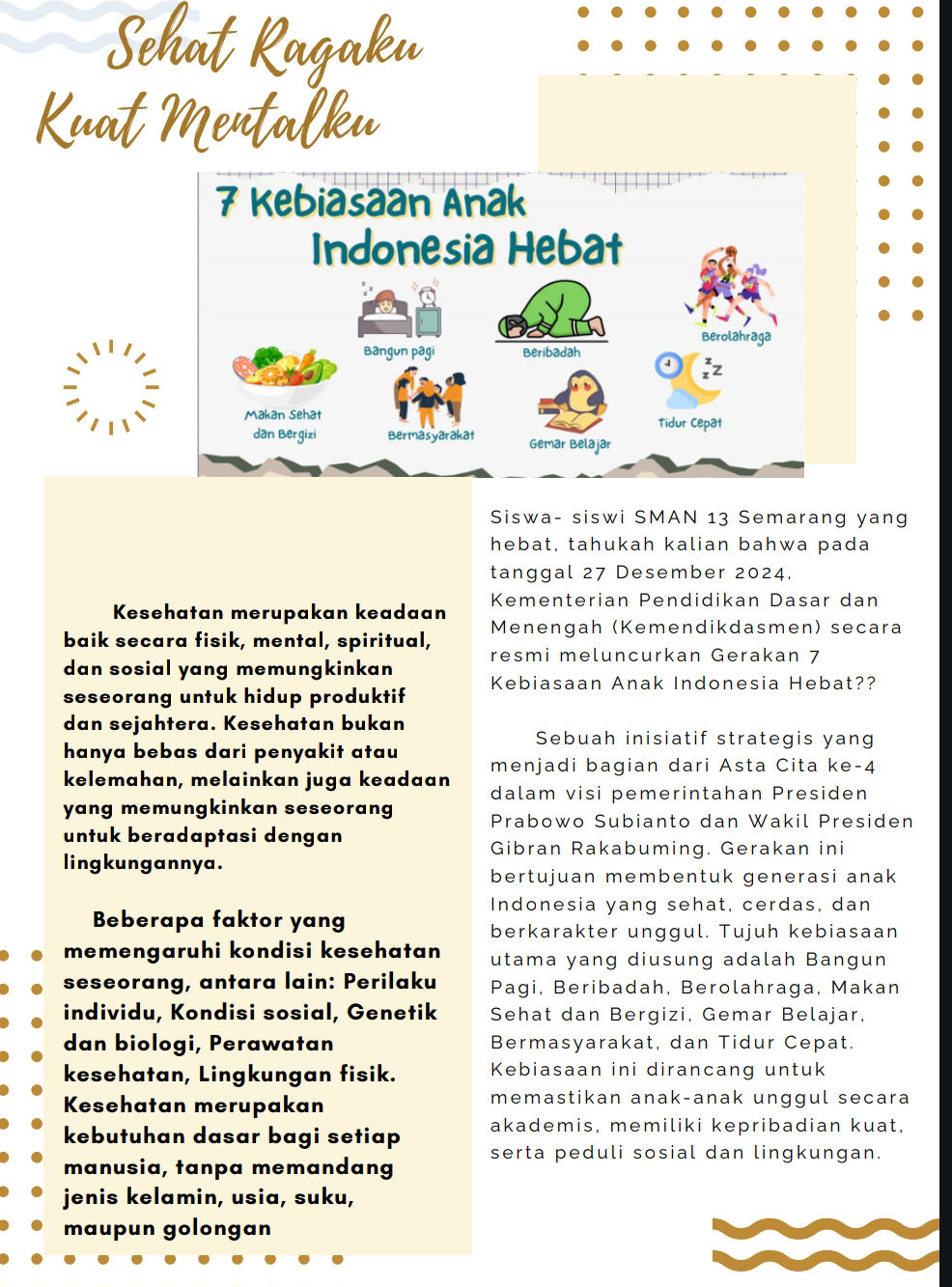 Sehat Ragaku Kuat Mentalku 7 kebiasaan Anak
