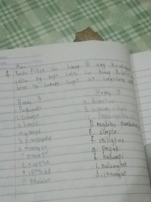 PanutoPiliin sa hanay B ang kasalungat na | StudyX