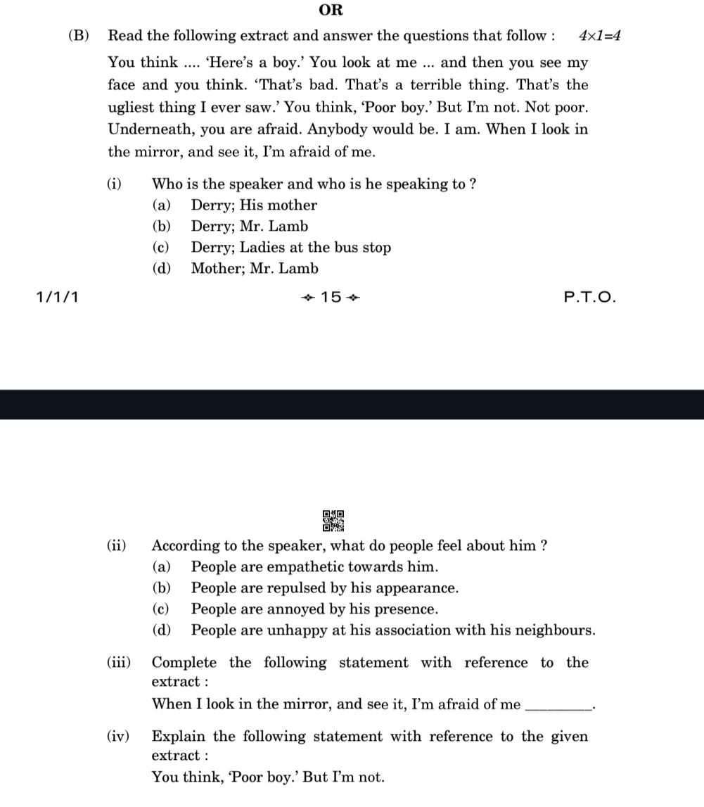 (B) Read the following extract and answer | StudyX