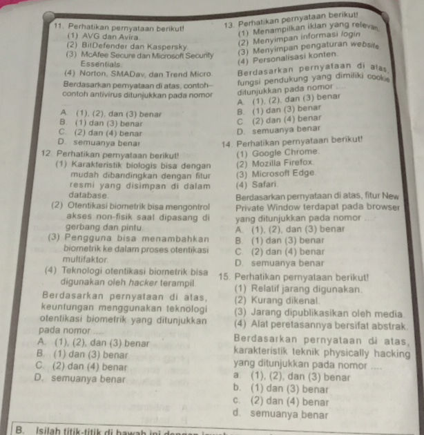 11 Perhatikan pernyataan berikut(1) AVG dan | StudyX