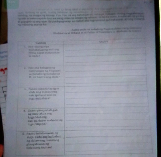 TANONG 1 Ano-anong mga mahahalagang aral ang | StudyX