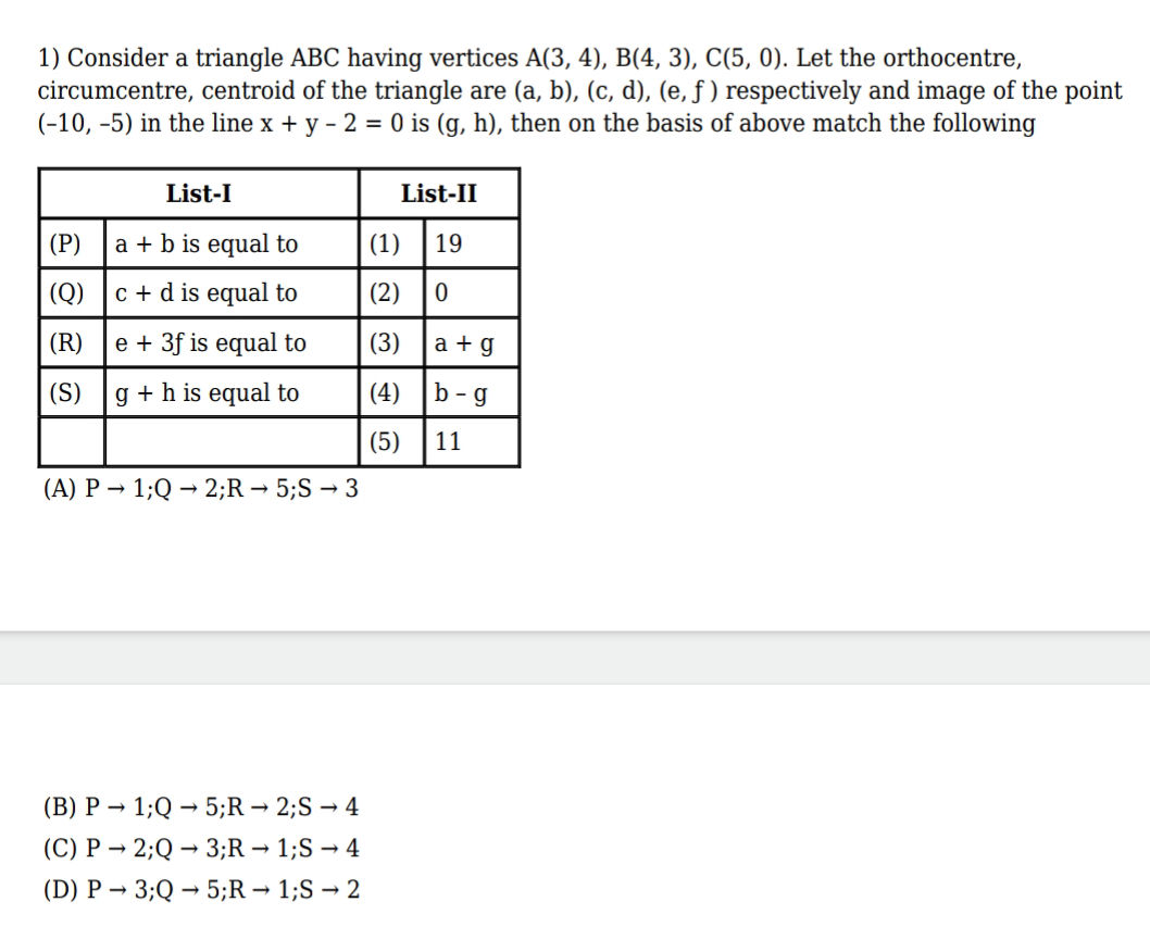 1) Consider a triangle ABC having vertices | StudyX