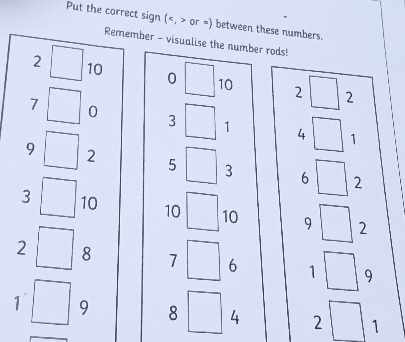 Put the correct sign ( or =) between these | StudyX