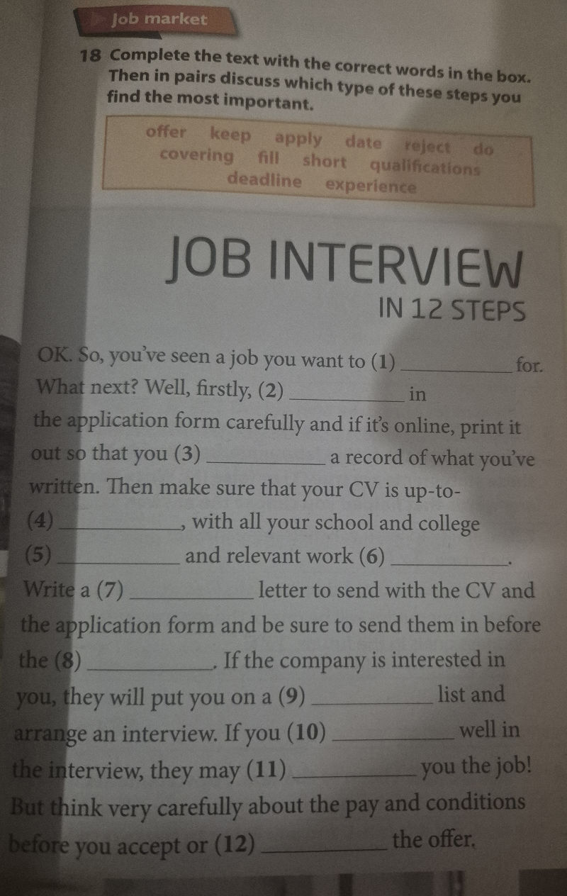 18 Complete the text with the correct words | StudyX