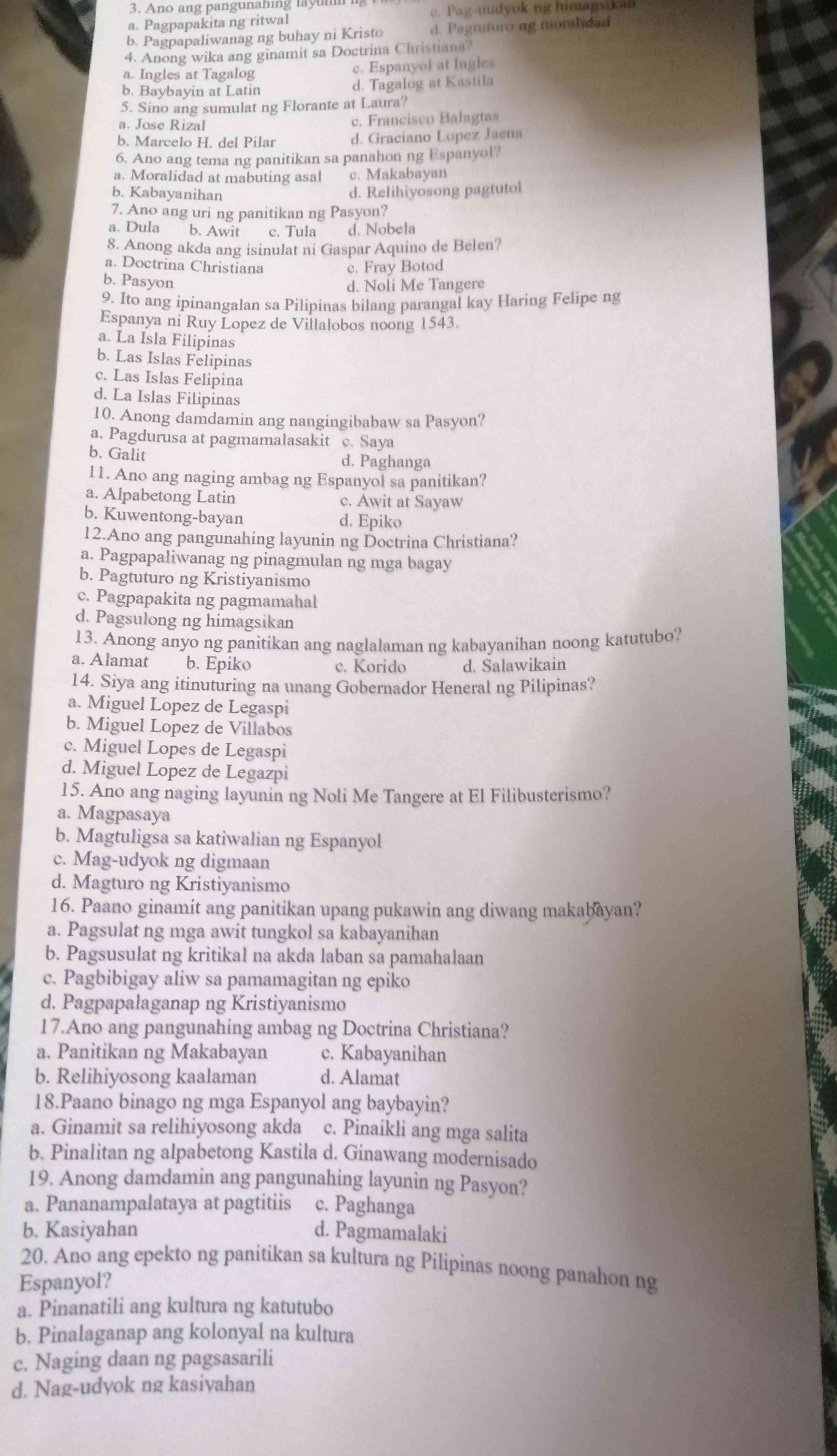 3 Ano ang pangunahing layunin ng Pasyon a | StudyX