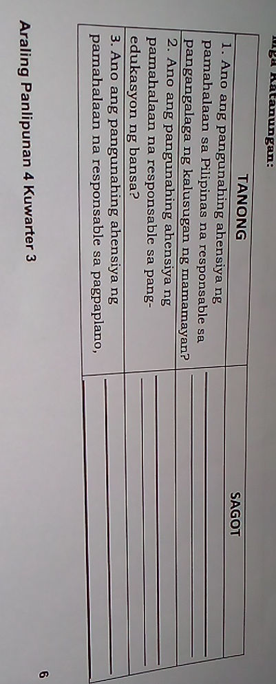 mga katanunganTANONG1 Ano ang pangunahing | StudyX