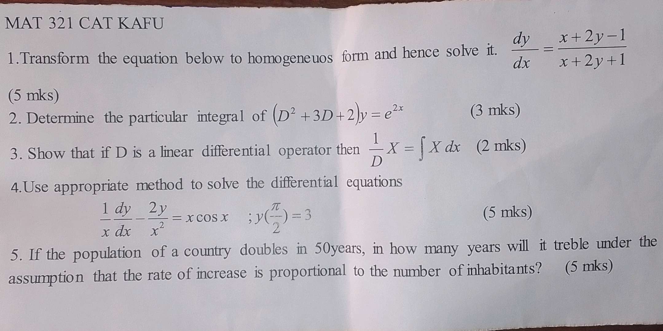 1Transform the equation below to homogeneous | StudyX