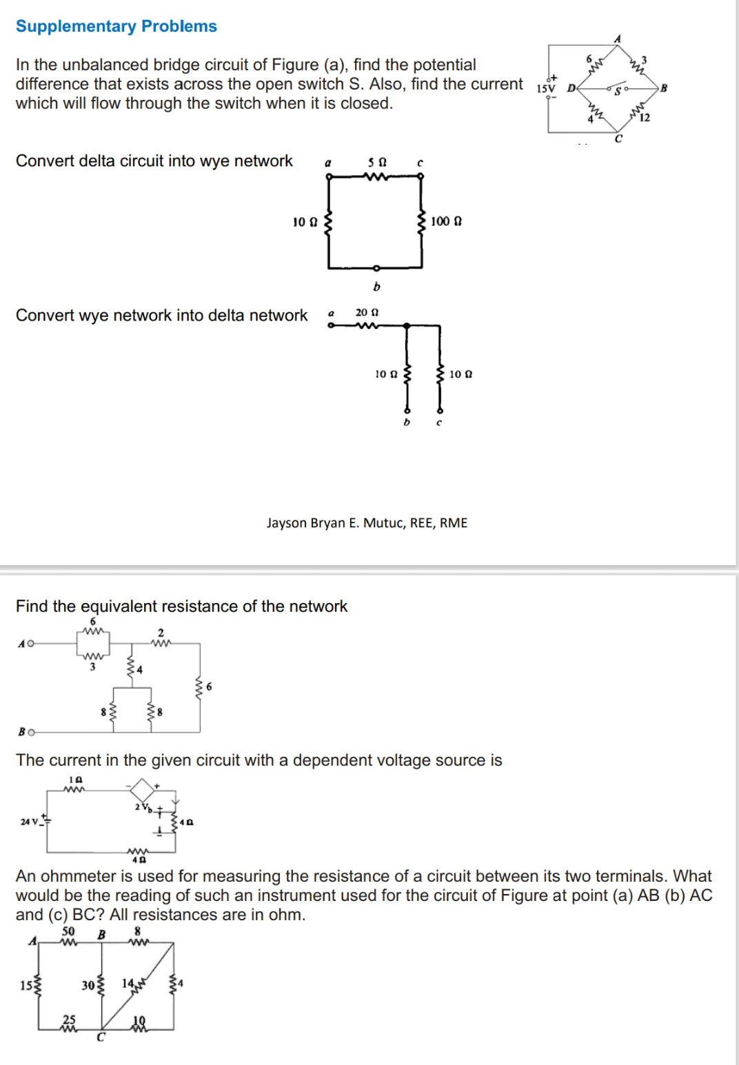 Supplementary Problems In the unbalanced | StudyX