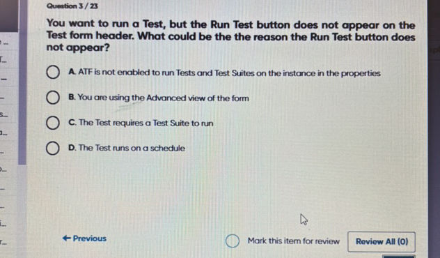 You want to run a Test but the Run Test