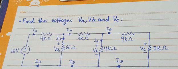 Find the voltages Va Vb and Vc Image of a | StudyX