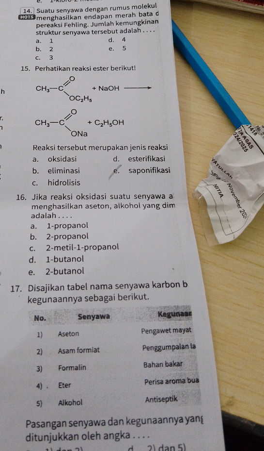 14 Suatu senyawa dengan rumus molekul | StudyX